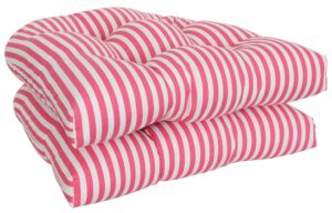 rulu set of 2 19"x19"x4" trapeze stripe flamingo outdoor/indoor wicker seat cushions, standard, pink