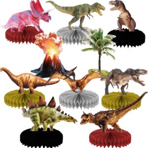 tevxj 10 pcs dinosaur centerpieces for birthday party 3d dino honeycomb table decorations dinosaur safari jungle animal theme baby shower table paper topper stand decor for boys girls kids