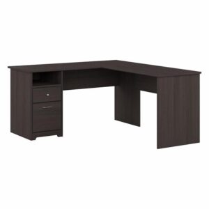 bush furniture cabot 60w l shaped computer desk with drawers, heather gray