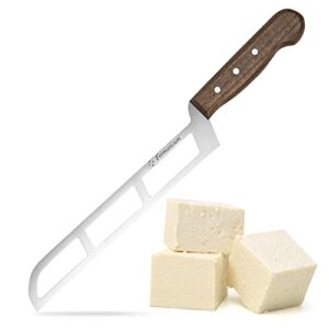 formaticum professional soft cheese knife- 8" x 1.25" soft cheese slicer, non-stick stainless steel blade w/void, solid walnut handle, great cheese charcuterie accessories, handmade in italy