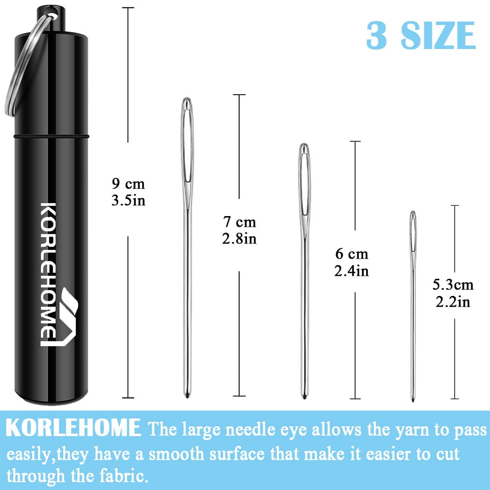 KORLEHOME Yarn Needles,15 Pcs Large Eye Blunt Needles ,Crafting Needles,Weaving Needles black K01 K01