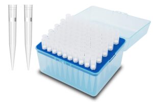 onilab scientific universal 1000ul pipettor tips lab transparent liquid pipettor tips with box non-pyrogenic dnase/rnase free autoclavable 1 rack 96 tips (1000ul, 96)