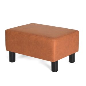 joveco small footstool ottoman footrest modern rectangular foot stools for living room bedroom (orange)