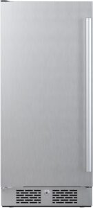 avallon afr152lh 15 inch wide 3.3 cu. ft. compact refrigerator with led lighting and left swing door - stainless steel