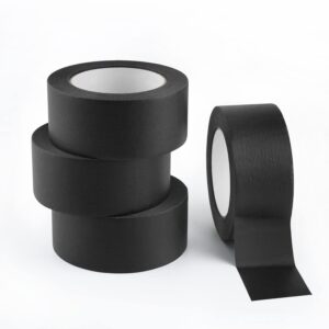 lichamp 4 pack black painters tape 2 inch wide, medium adhesive black masking tape bulk multi pack, 2 inch x 55 yards x 4 rolls (220 total yards)