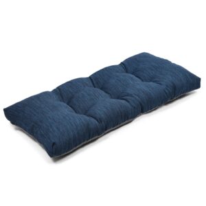 baibu 40 inch classic solid color bench cushion with ties, super soft indoor outdoor rectangle bench seat cushion standard size foam pad with non-slip bottom - one pad only (dark blue, 40x15x3in)