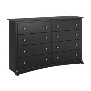 prepac sonoma 8 drawer double dresser for bedroom, wide chest of drawers, bedroom furniture, clothes storage and organizer, 17.25" d x 59" w x 37" h, black, bdc-6338