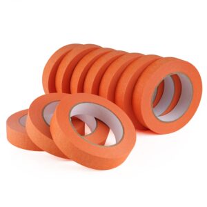 lichamp 10 pack orange painters tape 1 inch, medium adhesive orange masking tape bulk multi pack, 1 inch x 55 yards x 10 rolls (550 total yards)