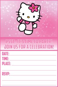 set of 20 cute pink cat term or description -themed happy birthday invitation cards & envelopes - lightweight (240g), postcard style invites for the perfect party pack