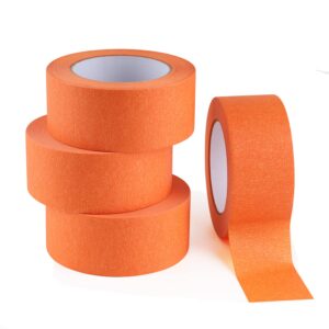 lichamp 4 pack orange painters tape 2 inch wide, medium adhesive orange masking tape bulk multi pack, 2 inch x 55 yards x 4 rolls (220 total yards)