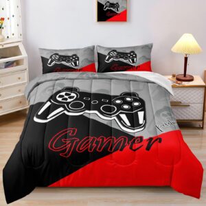 bducok gamer comforter sets for boys, gaming bedding set queen set,video games comforter for boys kids adult gamepad comforter set gamer room decor for teen boys 1 comforter with 2 pillow cases