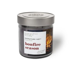 signature soy lidded bonfire season scented candle, large jar