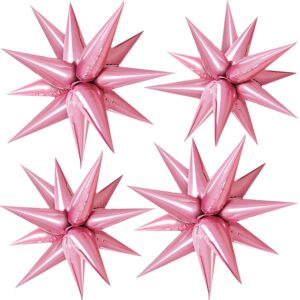 funtoob pink star balloons metallic star foil balloons birthday balloons pink star cone balloons starburst balloon spike balloons for birthday graduation business event christmas decorations (50pcs)