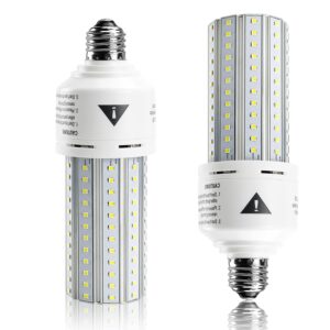 zp 2 pack led light bulb 500w equivalent 7500 lumen 5000k e26/e27 medium base 60w led bulb for outdoor indoor lamp area garage warehouse workshop street backyard new upgrade 2 count