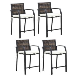 lokatse home bar stools counter height chair set of 4 wicker decoracted patio furniture with armrest for garden pool lawn backyard