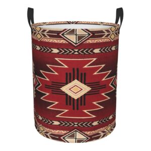 waterproof southwestern american native indian tribal pattern circular hamper round laundry baskets foldable laundry bags for family/kids/bathroom/bedroom/dorm medium