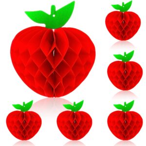 katchon, red apples honeycomb centerpiece decorations - large, pack of 6 | back to school decorations for classroom | apples hanging decoration | apples honeycomb garland, apples decorations for party