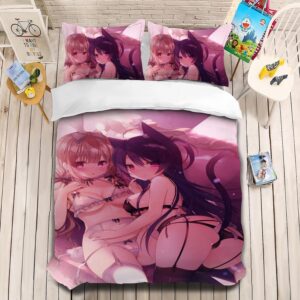 nichiyobi sexy anime girls uncensored poster duvet cover 3 piece bedding set,adults teen movie anime themed quilt cover (style 7,full80x90in + 20x30in*2)