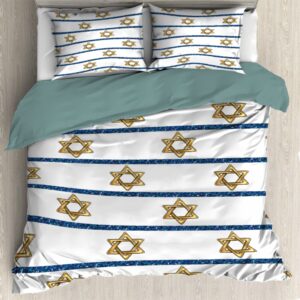 artblanket hanukkah bedding duvet cover 3 piece set king 104 x 90 in ultra soft and breathable(1 comforter cover + 2 pillow shams)