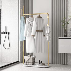 gold clothing rack gold clothes rack for boutique modern clothing racks with marble shelf, gold display hanging rack for entryway hallway office or bedroom