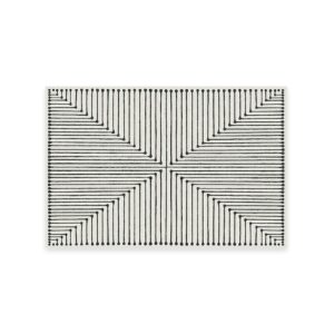 ruggable x jonathan adler washable rug - perfect modern area rug for living room, bedroom, kitchen & dorm room - stain & water resistant - durable, inkdrop black/ivory 2'x3' (standard pad)