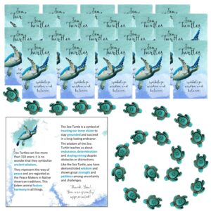 smiling wisdom - 20 bulk gift sets - employee mini appreciation greeting cards and keepsake gift sets - 60 pcs - turquoise sea turtles