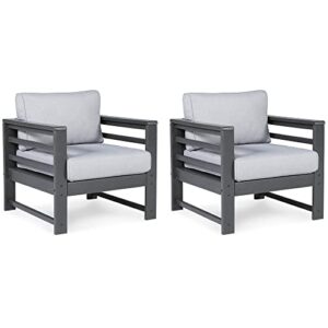 signature design by ashley outdoor amora hdpe patio lounge chair, 2 count, charcoal gray