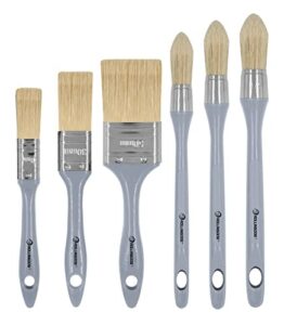 rollingdog edge paint brush-trim paint brush,3 pointed round edge brushes and 3 flat paint brushes for sash,stain,varnish,baseboards(pack of 6)