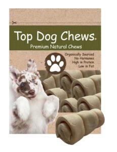 top dog chews – 3” mini cheek rolls, 10 pack, long lasting dog bones for aggressive chewers, rawhide free dog treats