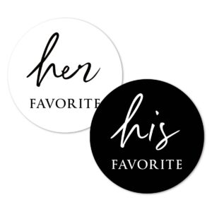 white black his her favorite stickers, 2 inch wedding bridal shower party favor labels 80-pack