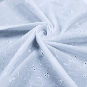 60" wide poly cotton broadcloth all over embroidery eyelet fabric by the yard