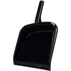 sparta large handheld dustpan with hanging hole, heavy-duty plastic dustpan with wide lip for countertops and surfaces, plastic, 10 inches, black