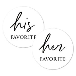 white his her favorite stickers, 1 inch wedding bridal shower party favor labels 160-pack