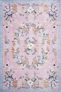 loloi rifle paper co palais rose/sky 7'-6" x 9'-6" area rug