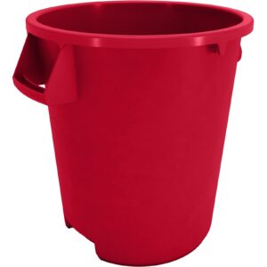 sparta bronco waste container trash container, round trash bin for disposal, 10 gallons, red, (pack of 6)