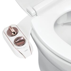 luxe bidet neo 120 plus - only patented bidet attachment for toilet seat, innovative hinges to clean, slide-in easy install, advanced 360° self-clean, single nozzle, rear wash (rose gold)