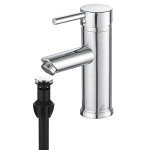 greenspring bathroom faucet chrome modern commercial single hole bathroom sink faucet water saving lavatory basin vanity mixer tap with supply line and pop up drain