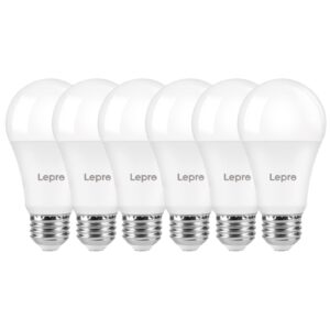 lepro dimmable led light bulbs 100 watt equivalent, 14w 1500lm daylight white 5000k, a19 e26 standard medium base, ul fcc listed, 15000 hour lifetime, 6 pcs