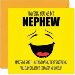 funny birthday cards for nephew - make me smile - joke happy birthday card for nephew from aunt uncle, nephew birthday gifts, 5.7 x 5.7 inch birthday greeting cards gift for nephew