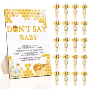 unittype 51 pcs don't say baby shower game supplies include bee theme baby shower sign and 50 mini bee clothespins for boys girls gender reveal baby shower prizes game