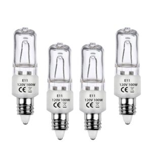 etuolmp e11 halogen bulb jde11 120v 100w 2700k dimmable halogen light bulbs 4 pack t4 e11 light bulb for ceiling fan,harbor breeze,mini candelabra,chandeliers etc.