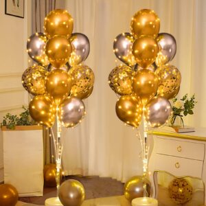 cicicooie balloon stand kit for floor with string light 2 set gold and silver centerpieces balloon holder decoration for wedding adult birthday party bachelorette party graduation