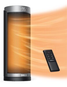 dreo space heaters for indoor use, electric heater with remote for bedroom large room, 16 inch upgraded 1500w fast heating with thermostat, overheating & tip-over protection, 70°oscillating, portable