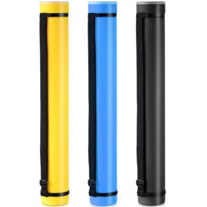 3 pcs extendable poster tubes plastic poster document storage tube with carrying strap 24-40 inch expanding blueprint holder telescoping tube with cap waterproof art poster tubes (yellow, blue, black)