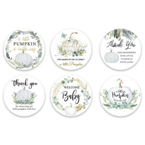 90 little pumpkin baby shower thank you stickers, baby shower party favor stickers,fall themed baby shower favor stickers (2 inch)