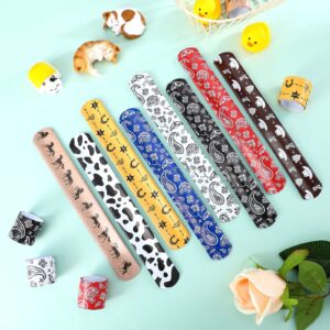 48 Pack Western Party Slap Bracelets Cowboy Cowgirl Bracelets Horse Wristbands for Western Themed Parties Kids Birthday Party Favors Supplies Decorations, 8 Styles