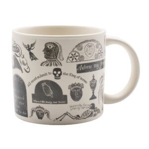 the unemployed philosophers guild memento mori coffee mug - features classic images taken from burial monument carvings, comes in a gift box, 14 oz