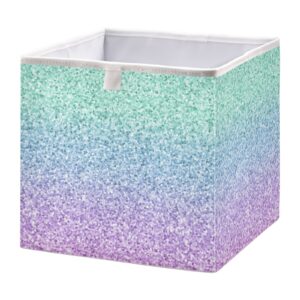 ollabaky colorful glitter storage bins foldable fabric storage cube basket toy bin cloth storage organizer for closet shelves nursery, s