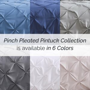 Southshore Fine Living, Inc. Pinch Pleated Pinktuck Duvet Cover Bedding Set with Zipper and Corner Ties, Soft Cozy Bedspread 2-Piece with one Matching sham, Coronet Blue, Twin/Twin XL