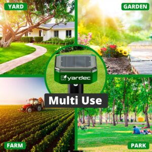 YARDEC Gopher Repellent Ultrasonic Solar Powered (8-Pack) - Easy To Use Solar Mole Repellent Ultrasonic With an Auger Drill Bit - IP65 Waterproof Sonic Repeller Stakes For Groundhog, Vole, Snake, etc.